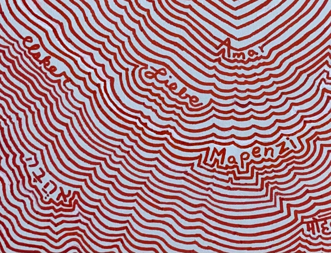 Red Acrylic Love Languages Painting, Custom Line Art - Etsy