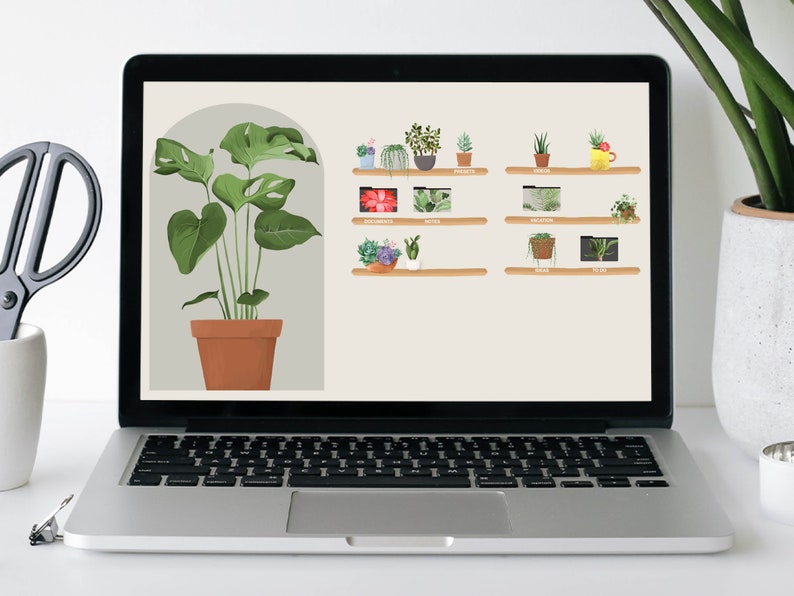 Cute House Plants Desktop Wallpaper Organizer With 50 Plant | Etsy