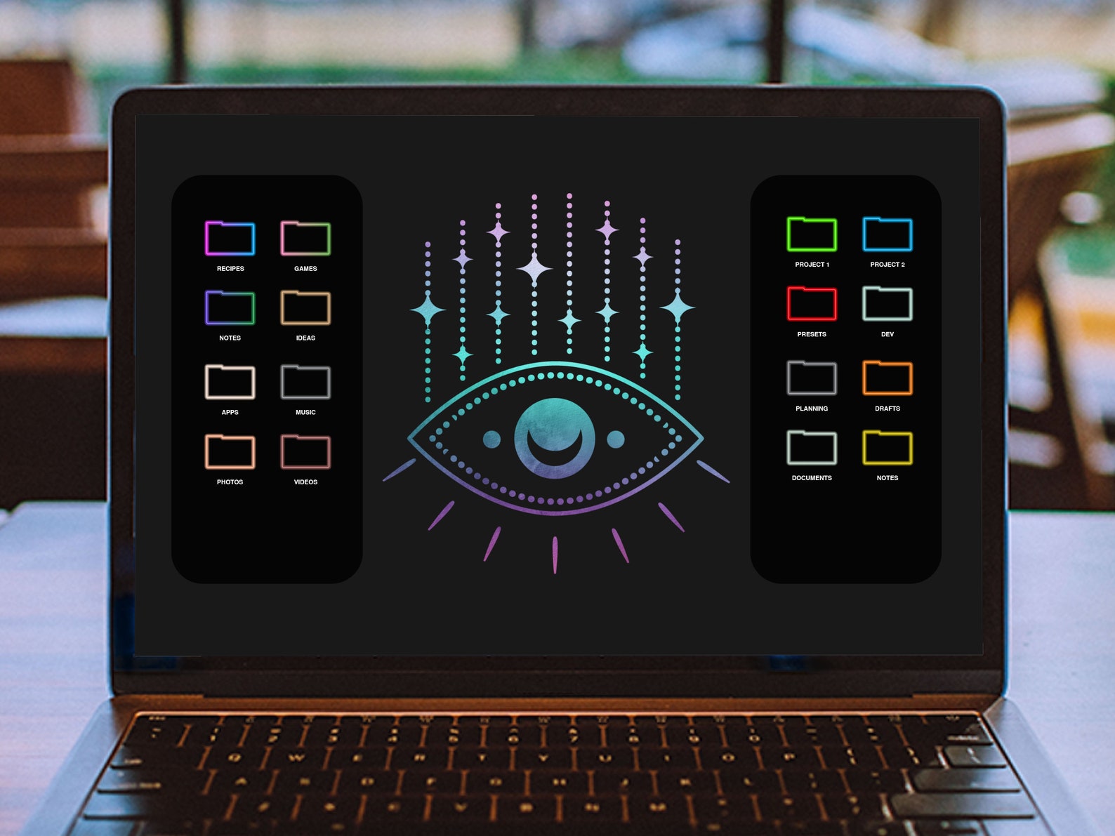 Vibrant Neon Rainbow Desktop Wallpaper Organizer With 30 Neon - Etsy