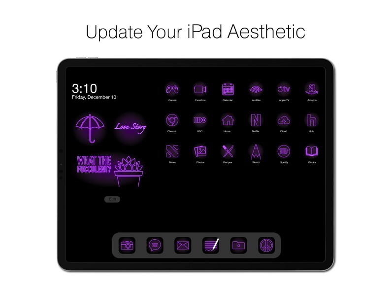 Purple Neon App Icons – Ios Home Screen Aesthetic (digital Download) - Etsy