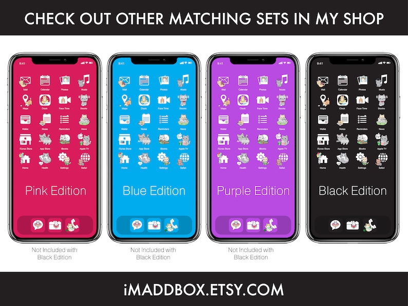 Cute Ios App Icons 150 Kawaii Cats Icon Bundle App Icons for | Etsy