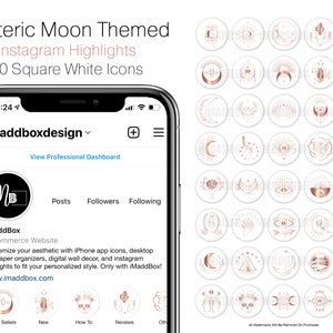 Rose Gold Moon Instagram Highlights Social Media Icons for IG Story ...
