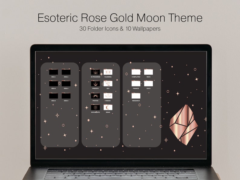 Desktop Folder Icons Rose Gold Wallpaper Organizer and Folder - Etsy