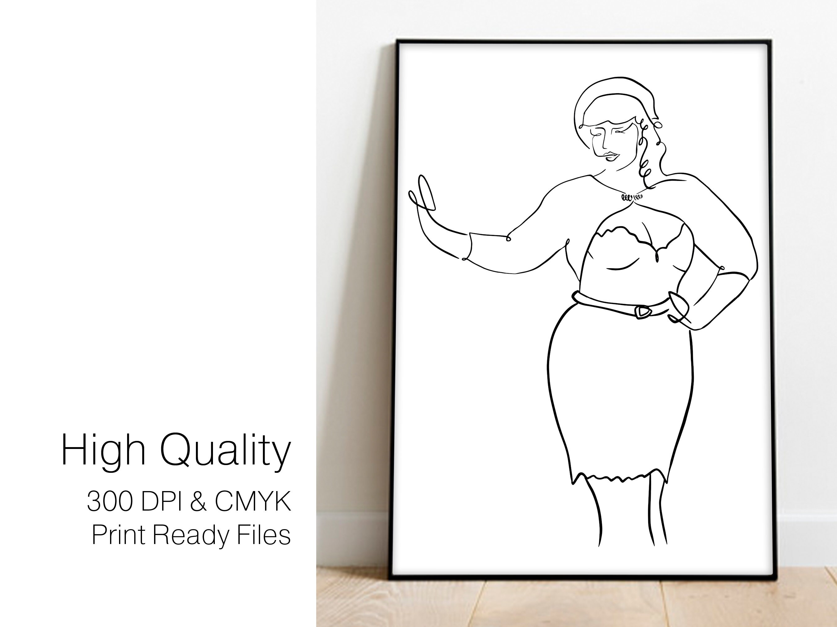Female Empowerment Body Positive Art Digital Wall Art Woman Line ...