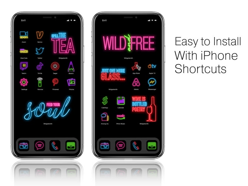 Neon App Icons Rainbow Ios Icon Pack 200 Neon Iphone App | Etsy