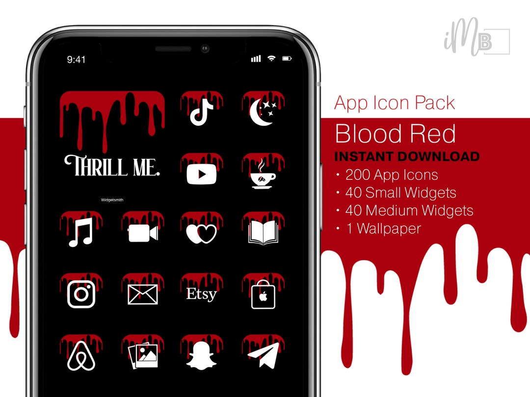 Blood Red iPhone App Icon Pack – Ios Home Screen, 200 Icons (digital ...