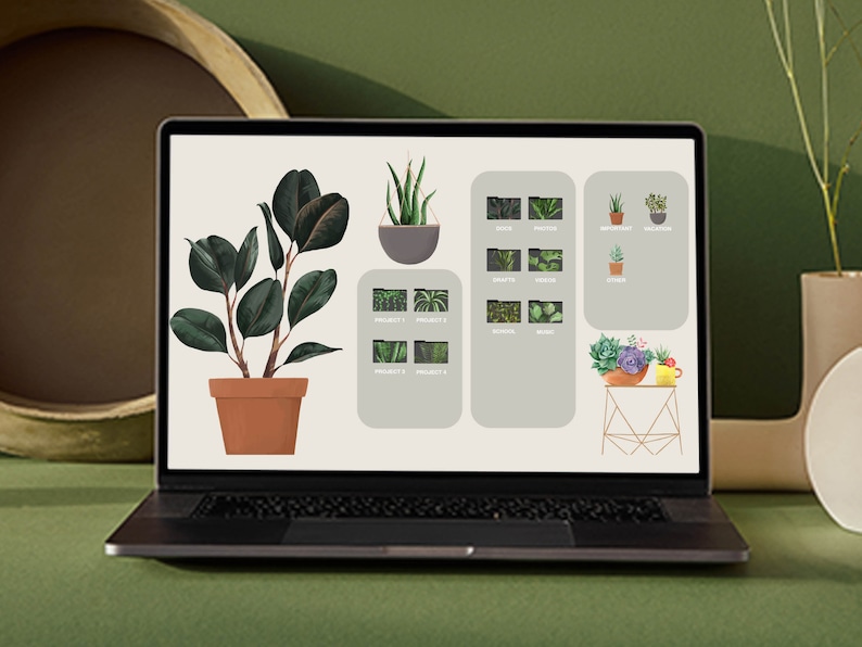 Cute House Plants Desktop Wallpaper Organizer With 50 Plant | Etsy