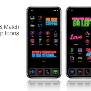 Neon App Icons Rainbow Ios Icon Pack - 200 Neon iPhone App Icons & 80 ...