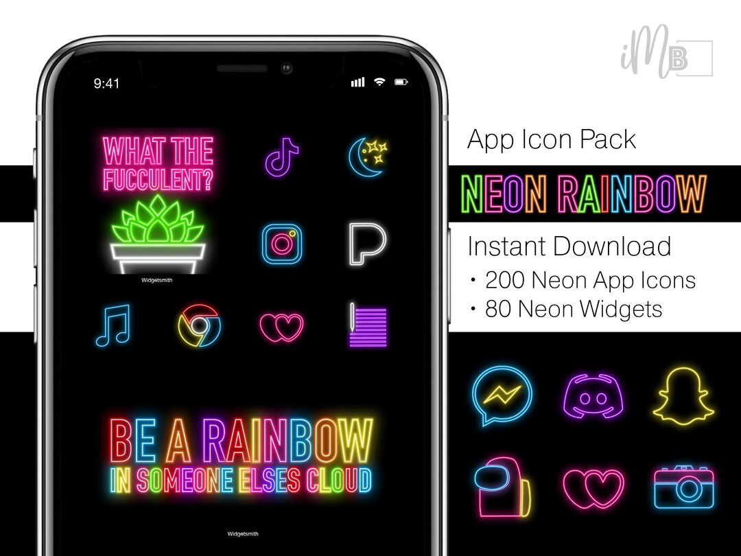 Neon App Icons Rainbow Ios Icon Pack - 200 Neon iPhone App Icons & 80 ...