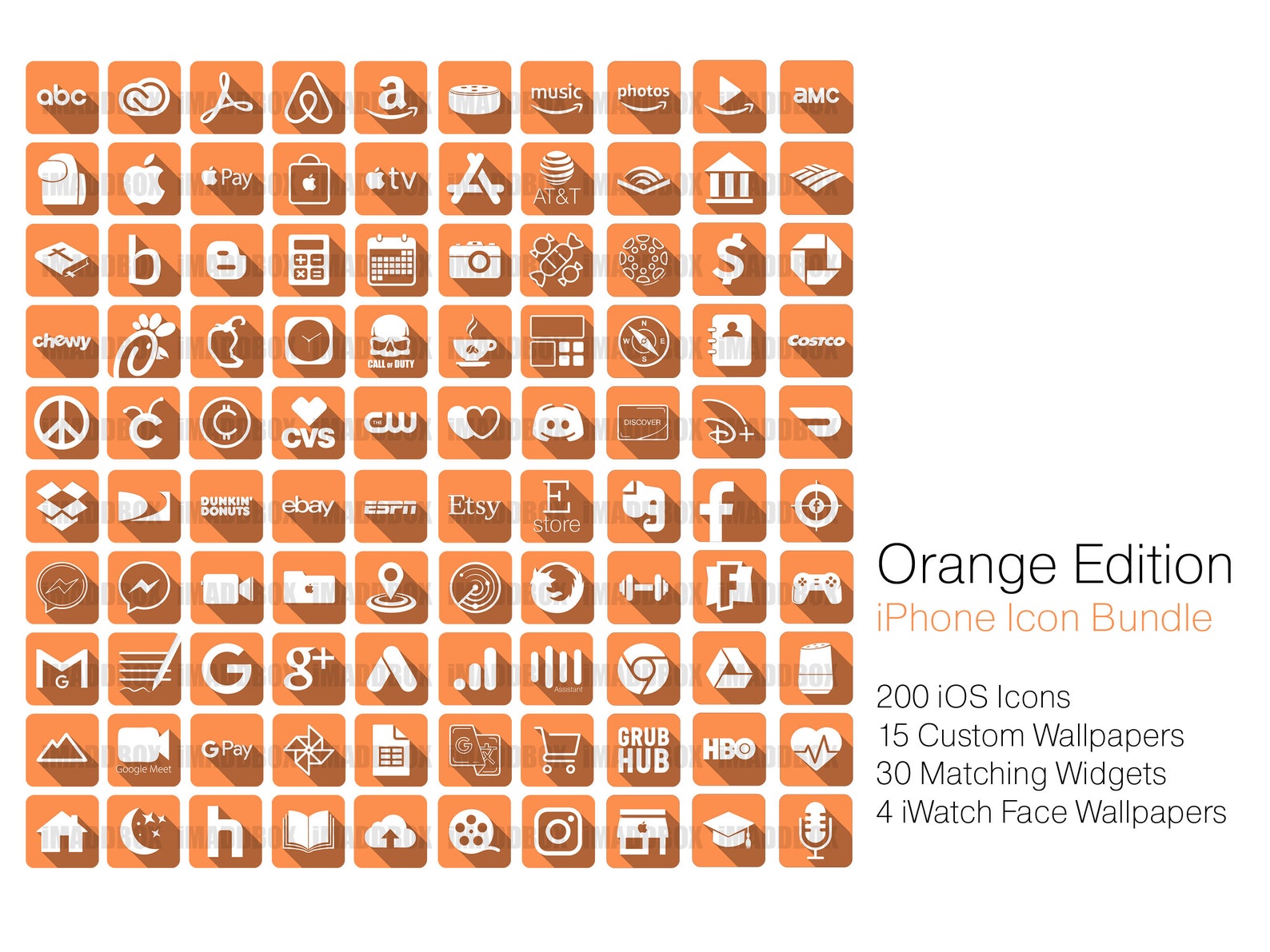 Orange App Icons Pack Iphone App Icon Bundle App Icons - Etsy