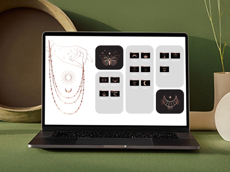 Desktop Folder Icons Rose Gold Wallpaper Organizer and Folder - Etsy