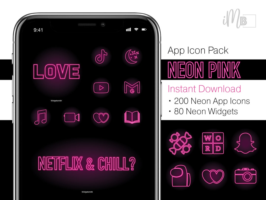 Pink Neon Ios Icons - 200 App Icons Neon Pink - Pink Neon iPhone Icons ...
