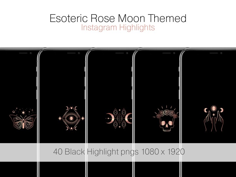 Rose Gold Moon Instagram Highlights Social Media Icons for IG Story ...