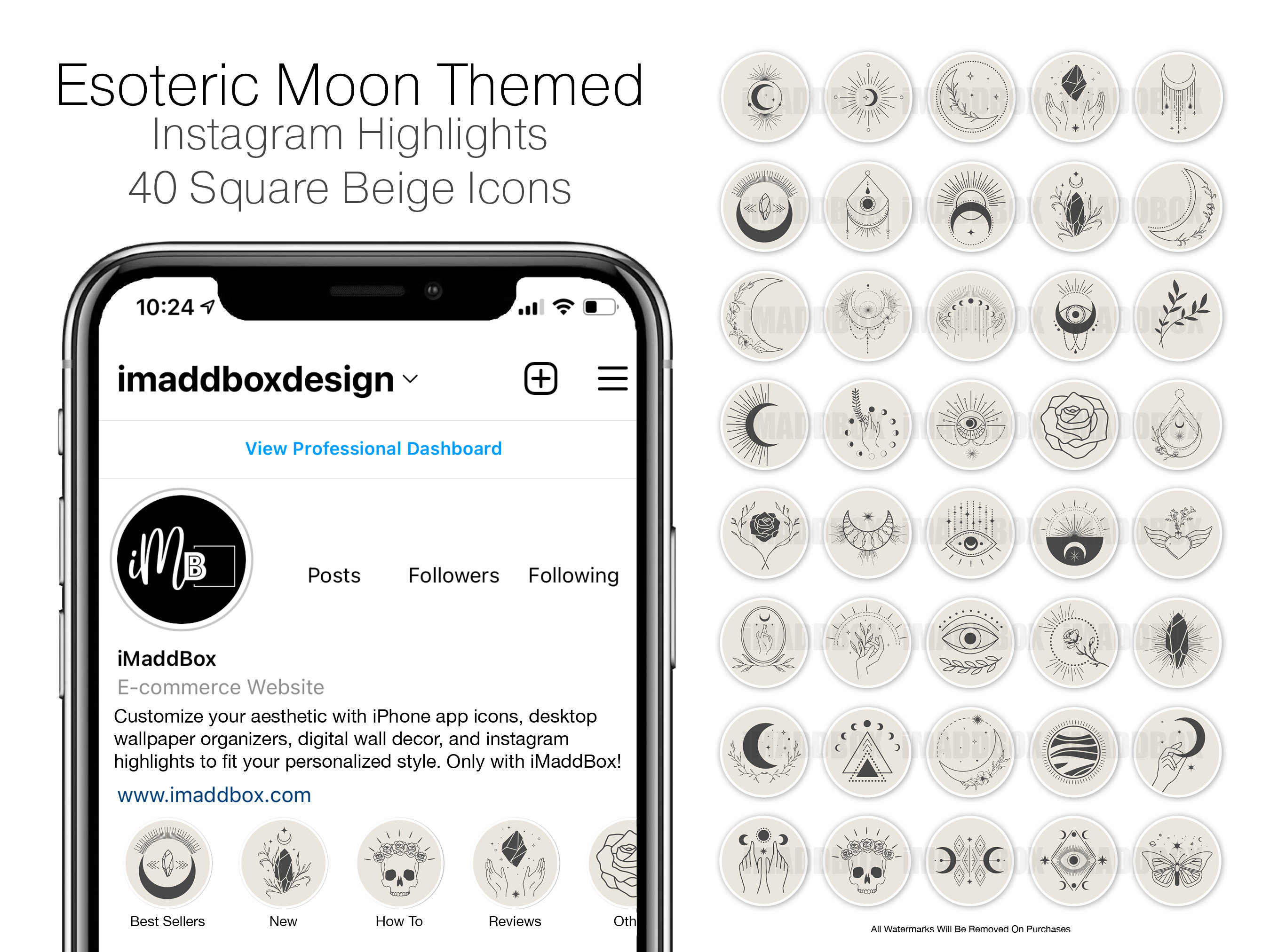 Esoteric Moon Instagram Highlights Social Media Icons for IG Story ...