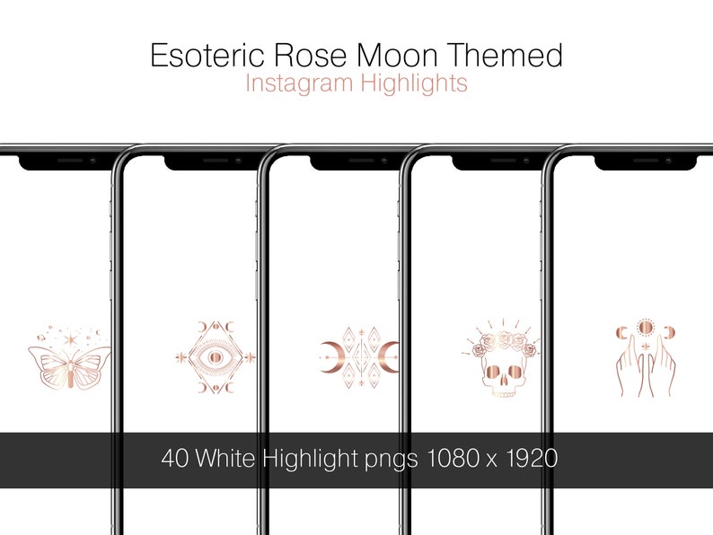 Rose Gold Moon Instagram Highlights Social Media Icons for IG Story ...