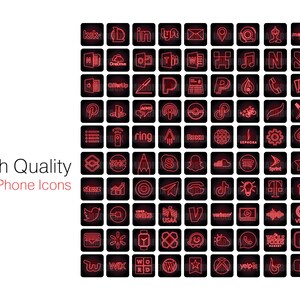 Neon Red App Icons Ios - 200 Neon Red Icon Pack - Neon Red iPhone App ...