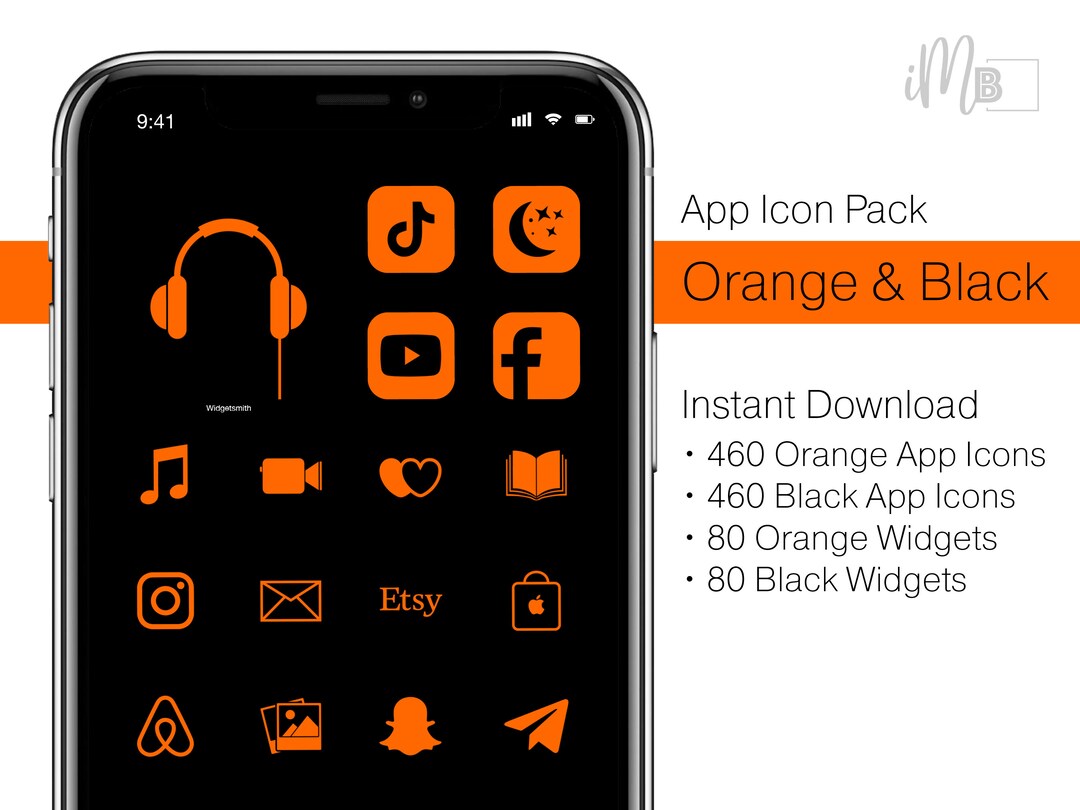 Neon Orange App Icons – 920 Ios Theme, Black Accent (digital Download ...
