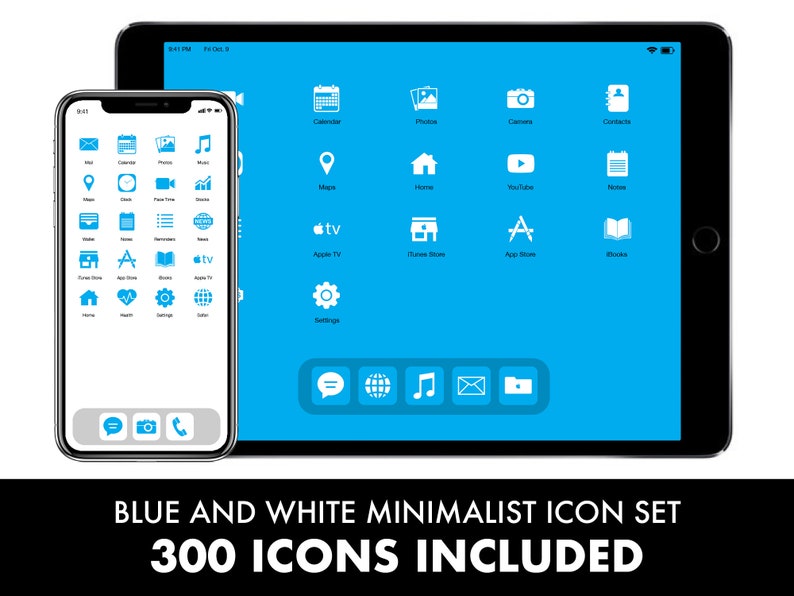 Blue Ios 14 Icons - 300 Blue iPhone Icons - Includes 2 Sets of 150 App ...