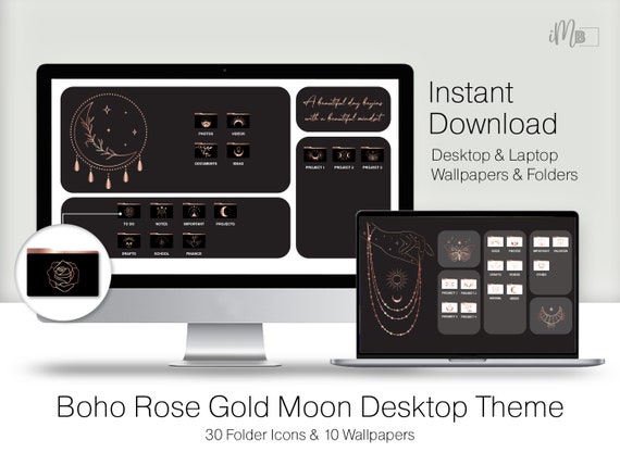 Desktop Folder Icons Rose Gold Wallpaper Organizer and Folder - Etsy