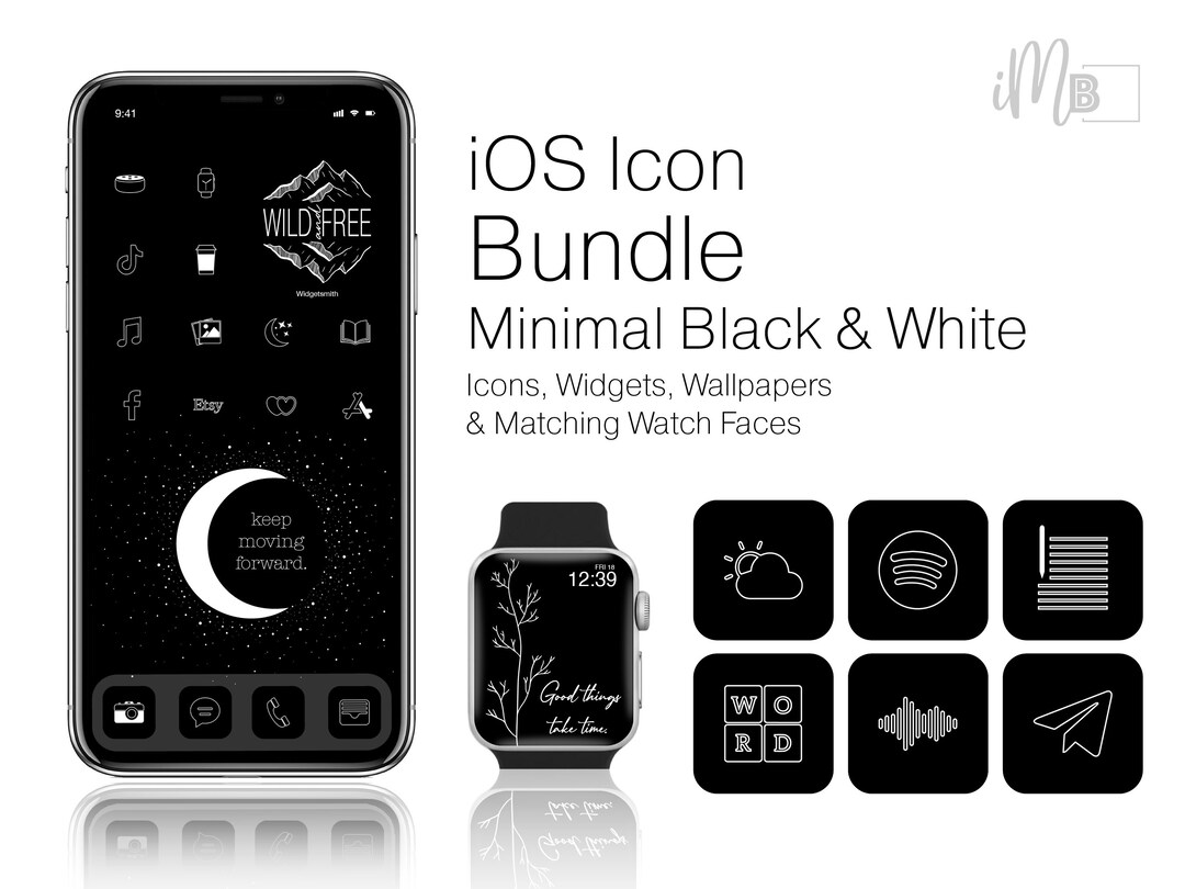 Minimal Black and White App Icon Bundle Line Art iPhone Home Screen ...