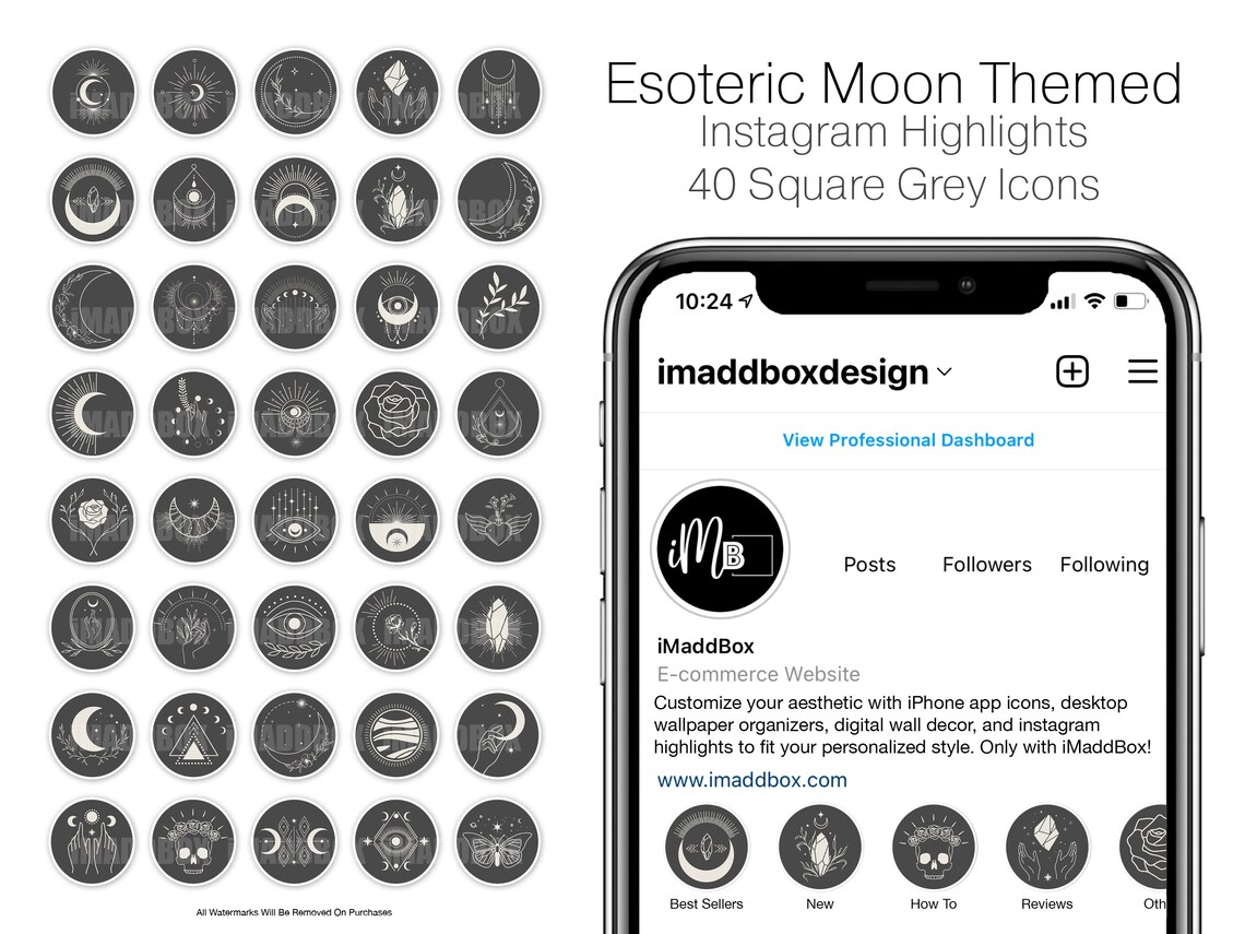 Esoteric Moon Instagram Highlights Social Media Icons for IG Story ...