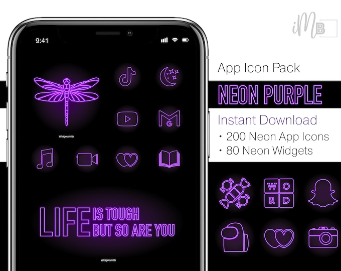 100 Neon Purple App Icons - 7 Widgets - 2 Wallpapers Bundle - Etsy Canada