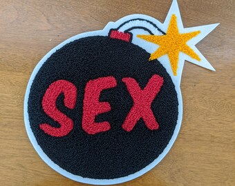 Large F-bomb Chenille Back Patch Moss Stitch on Felt Backing - Etsy