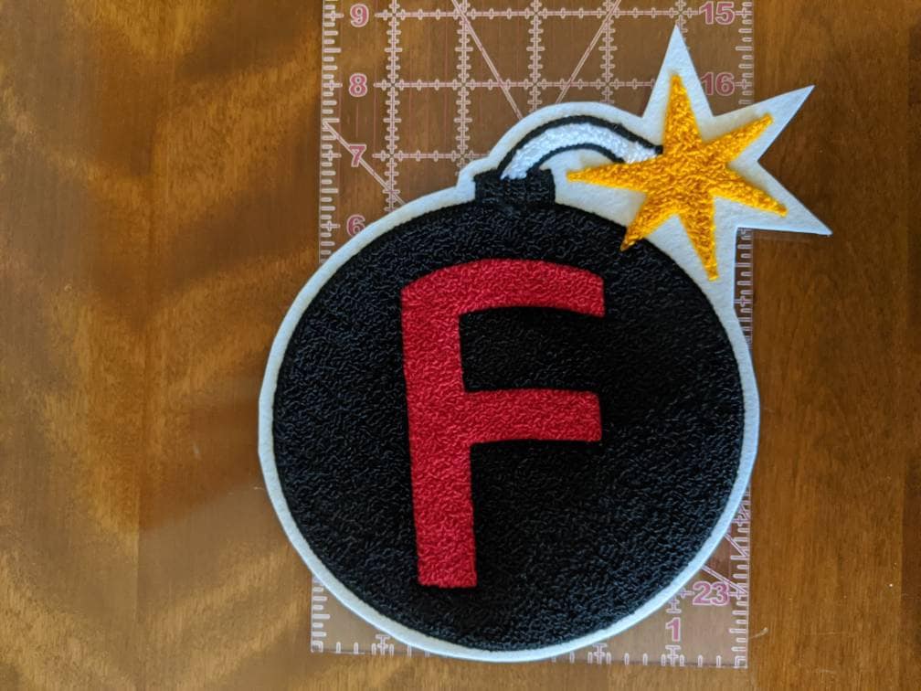 Large F-bomb Chenille Back Patch - Moss Stitch on Felt Backing - Etsy