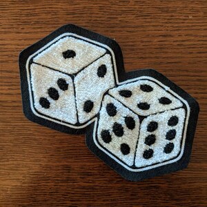 Chenille Pair of Dice Patch - Sew On-traditional Moss Stitch on Felt ...