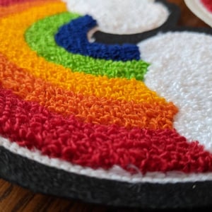 Large Rainbow Cloud Chenille Patch Moss Stitch on Felt - Etsy
