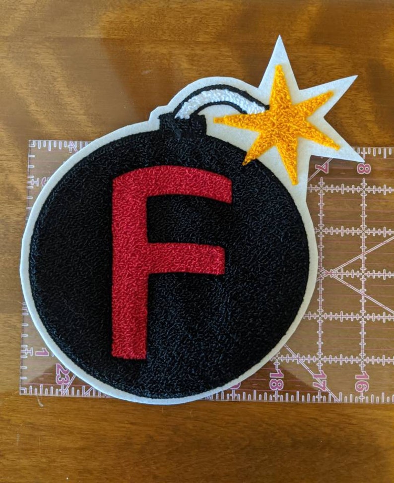 Large F-bomb Chenille Back Patch Moss Stitch on Felt Backing - Etsy