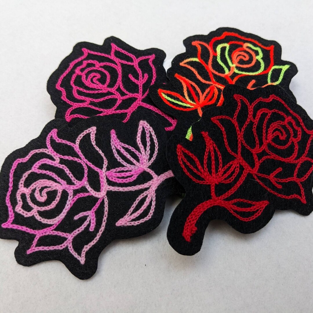 Chainstitch Rose Patch Variety of Colors - Etsy