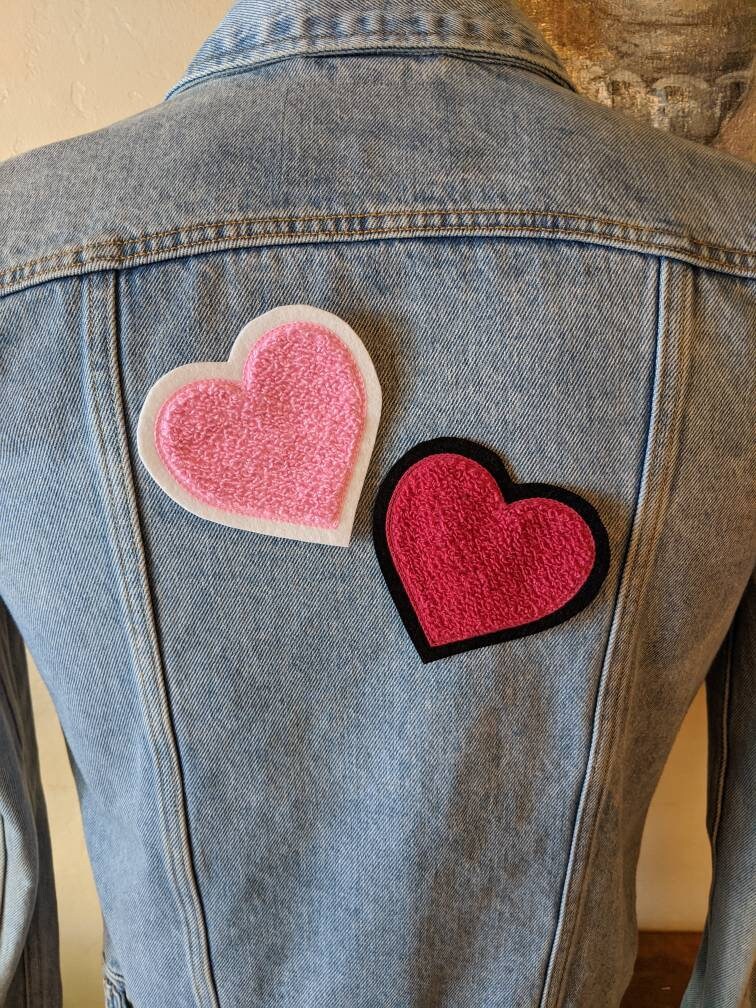 Chenille Heart Patch Sew On Available In Two Different | Etsy
