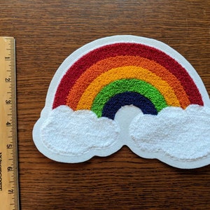 Large Rainbow Cloud Chenille Patch Moss Stitch on Felt - Etsy