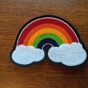Large Rainbow Cloud Chenille Patch Moss Stitch on Felt - Etsy