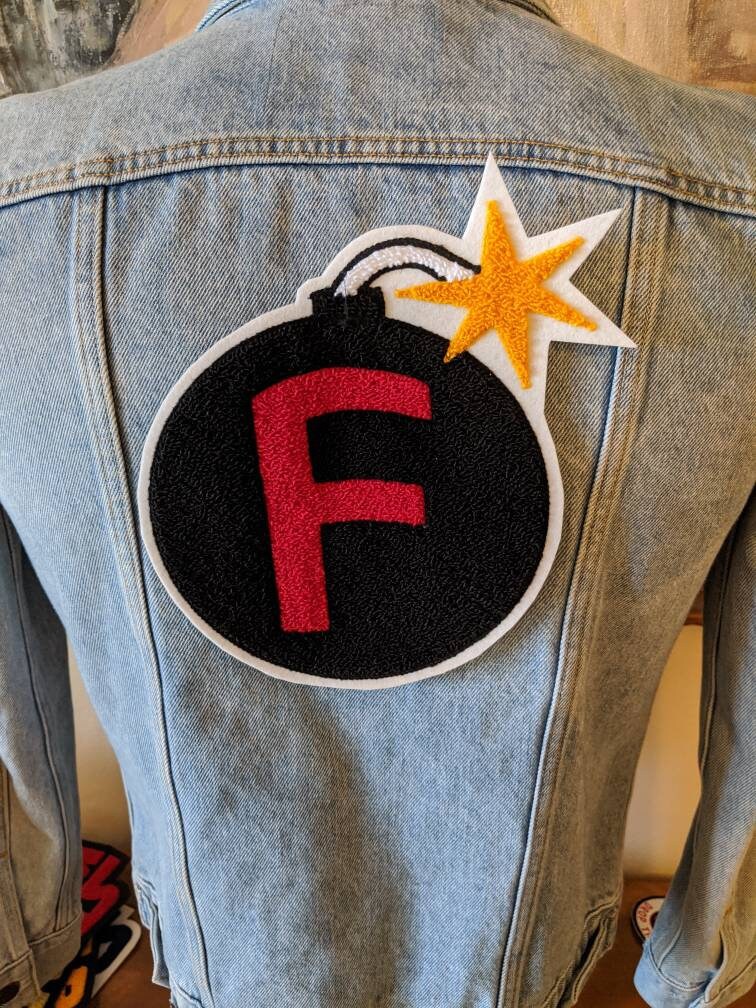 Large F-bomb Chenille Back Patch - Moss Stitch on Felt Backing - Etsy
