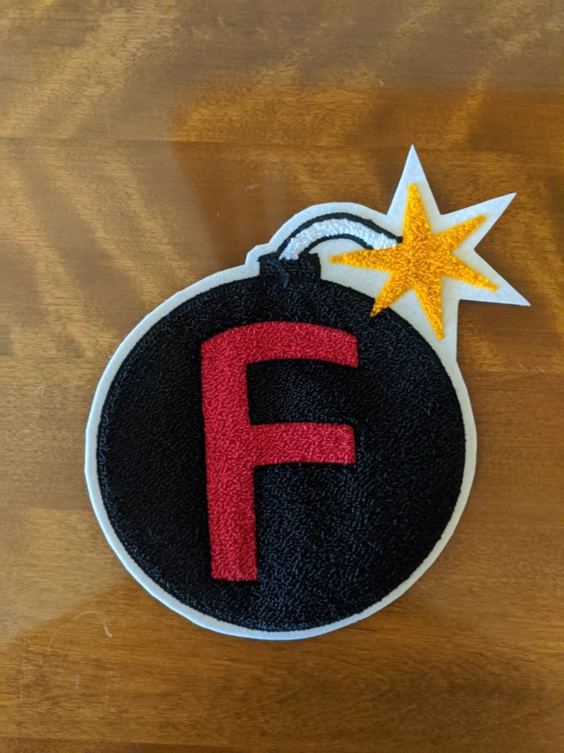 Large F-bomb Chenille Back Patch Moss Stitch on Felt Backing - Etsy
