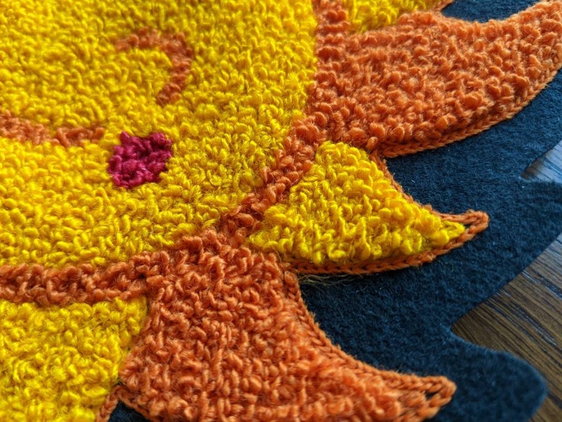 Large Sun Chenille Patch Moss Stitch on Felt Backing - Etsy