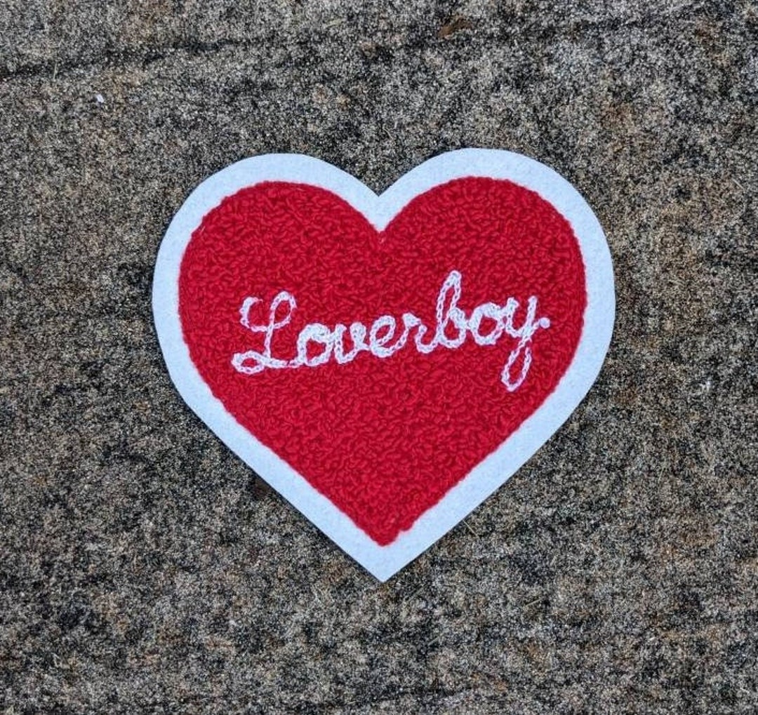 Loverboy Chenille Heart Patch on White Felt - Etsy