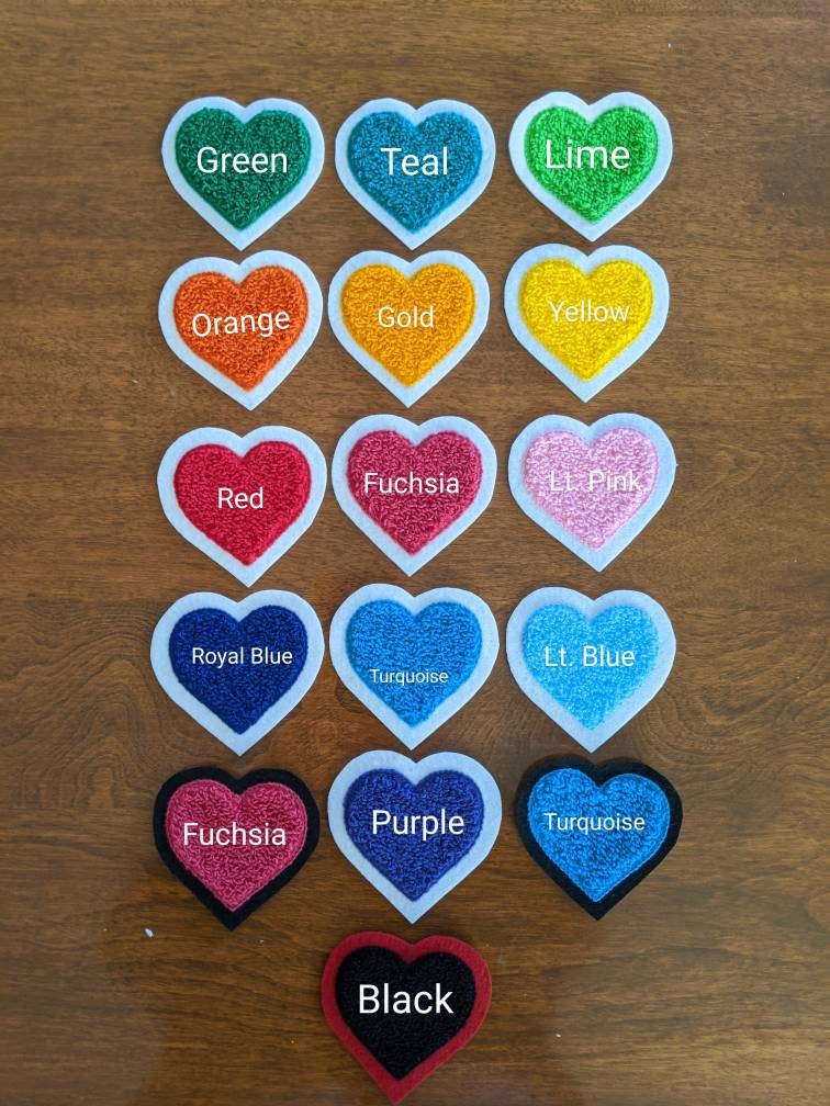 Super Cute Small Chenille Heart Patch - Sew on - Available in Different ...