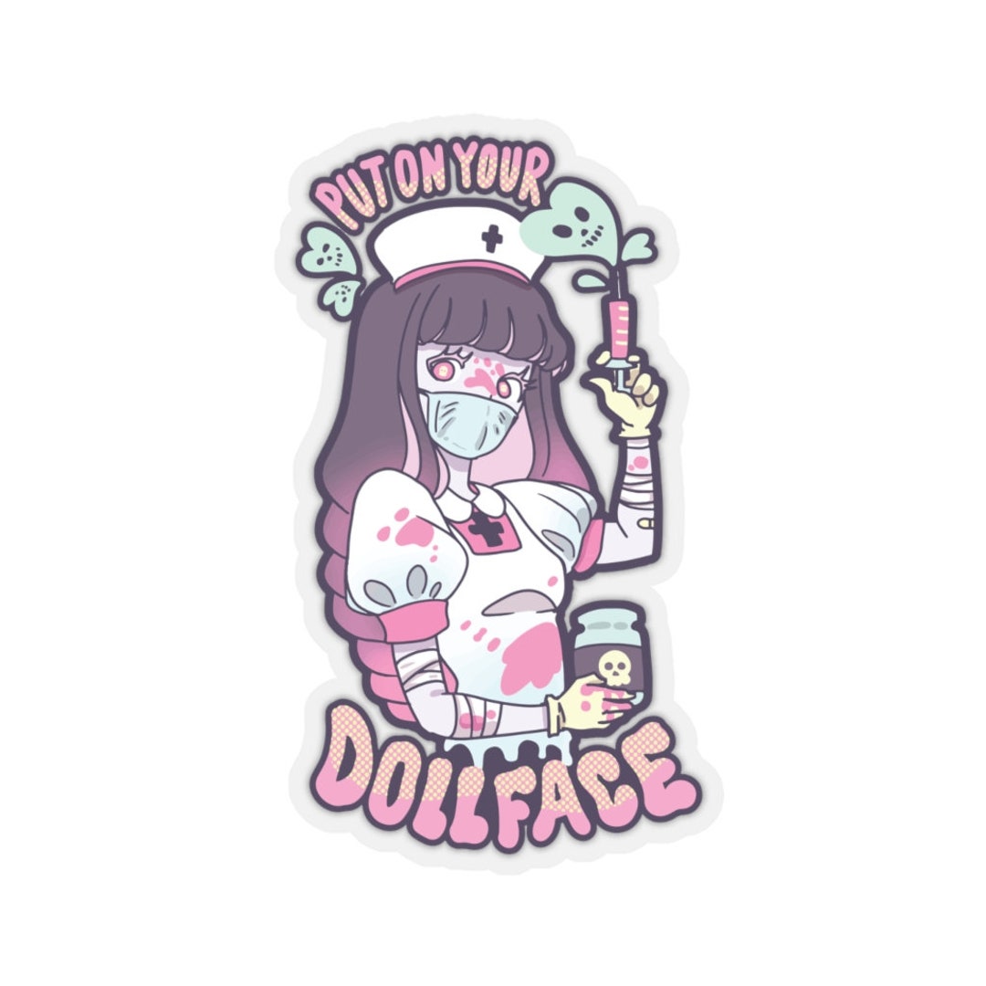 Pastel Goth Nurse "put on Your Doll Face" Sticker - Etsy