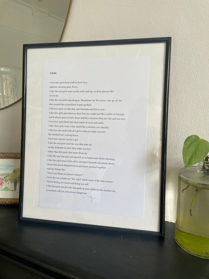 GIRLS Poetry Print A4 - Etsy