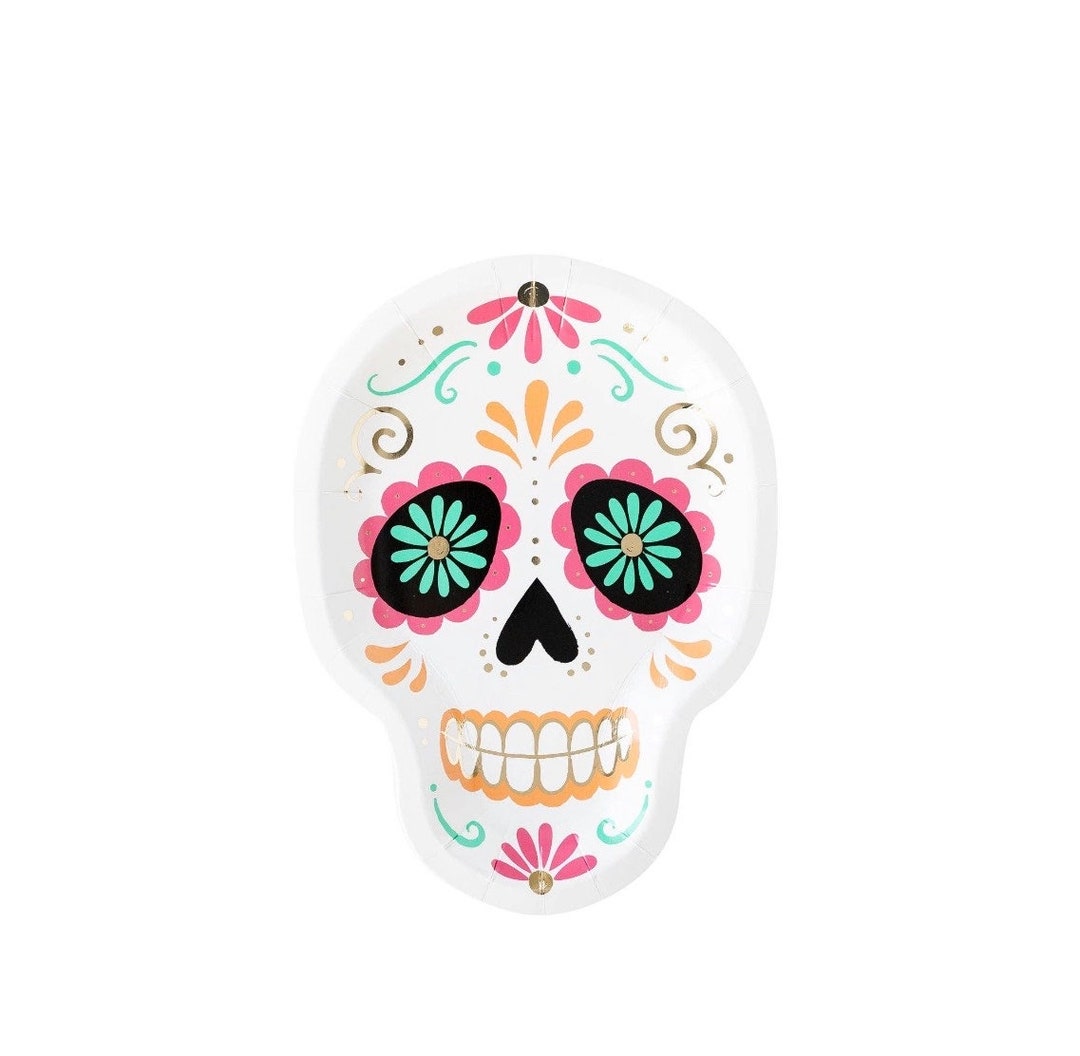 Sugar Skull Plates - Lime Green Halloween Plates - Dia De Los Muertos ...