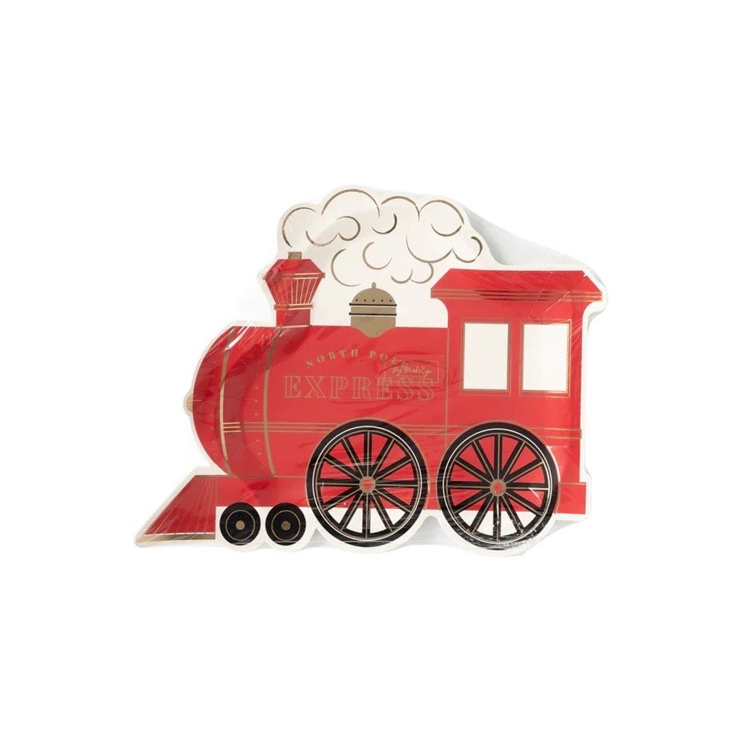 Train Shaped Plate Red Engine Train North Pole Express Party Christmas ...