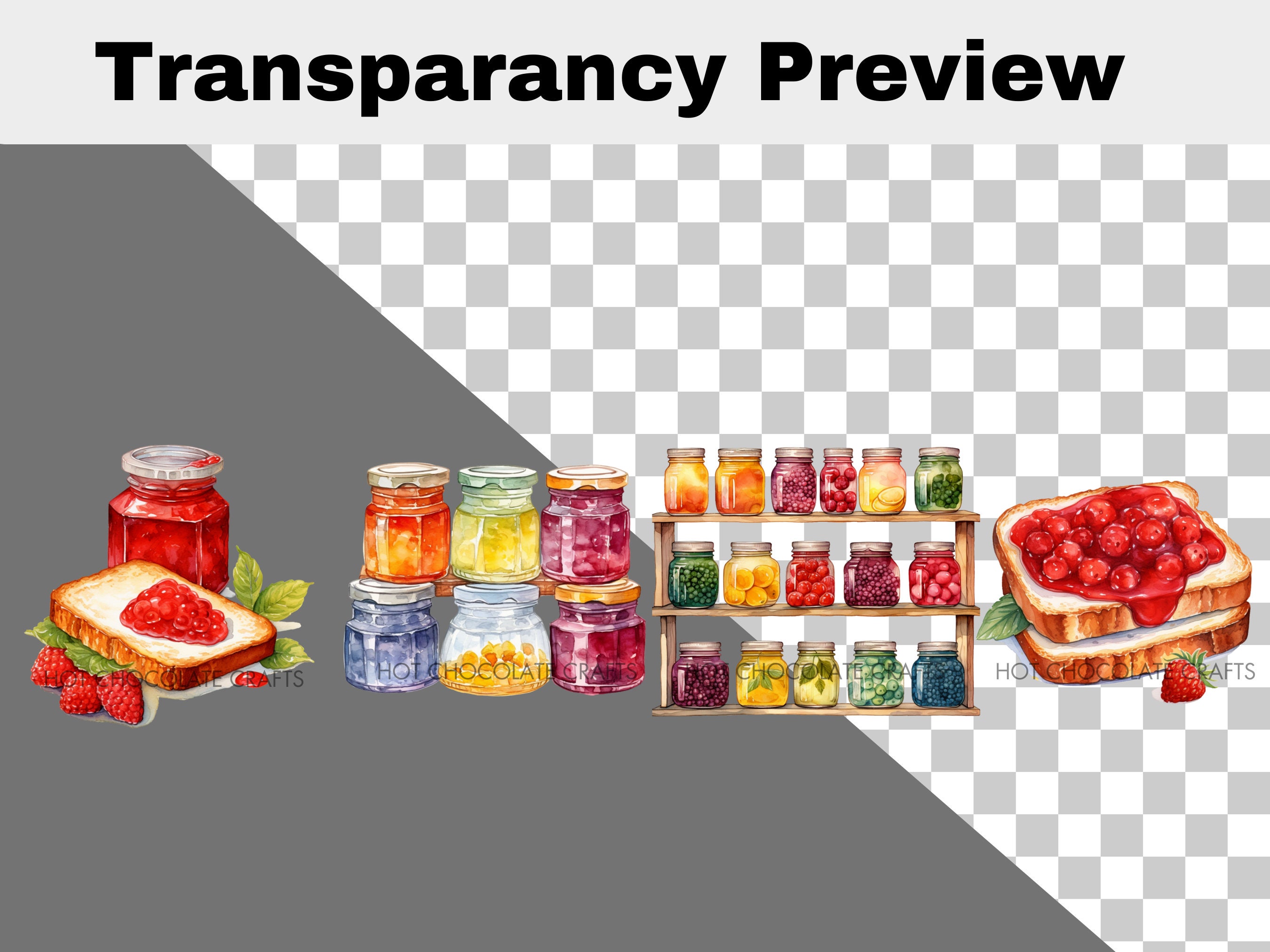 17 Fruit Jam Jelly Jars Watercolor Clipart PNG Sublimation Bundle ...