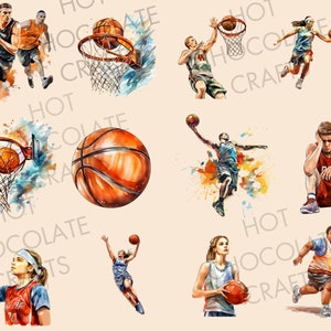28 Basketball Watercolor Clipart PNG Sublimation Bundle Commercial Use ...