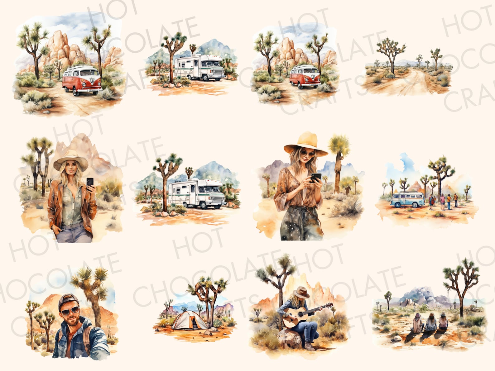 33 Joshua Trees Watercolor Clipart Sublimation Bundle PNG Commercial ...