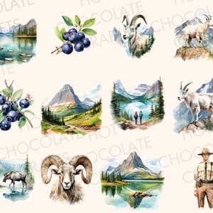 24 Glacier National Park Clipart Sublimation Bundle PNG Commercial Use ...