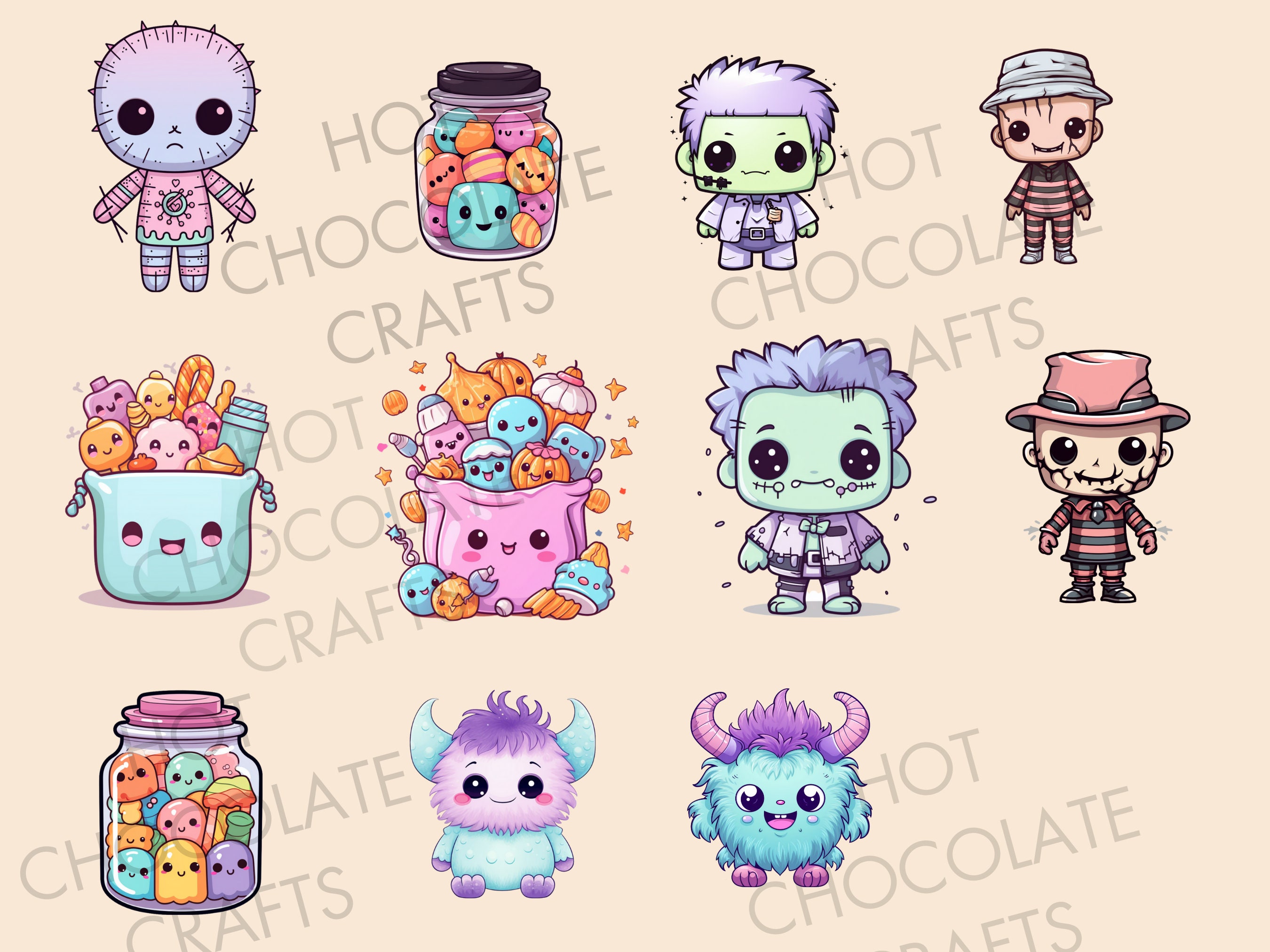 47 Kawaii Pastel Halloween PNG Cute Clipart Ghost Sublimation - Etsy