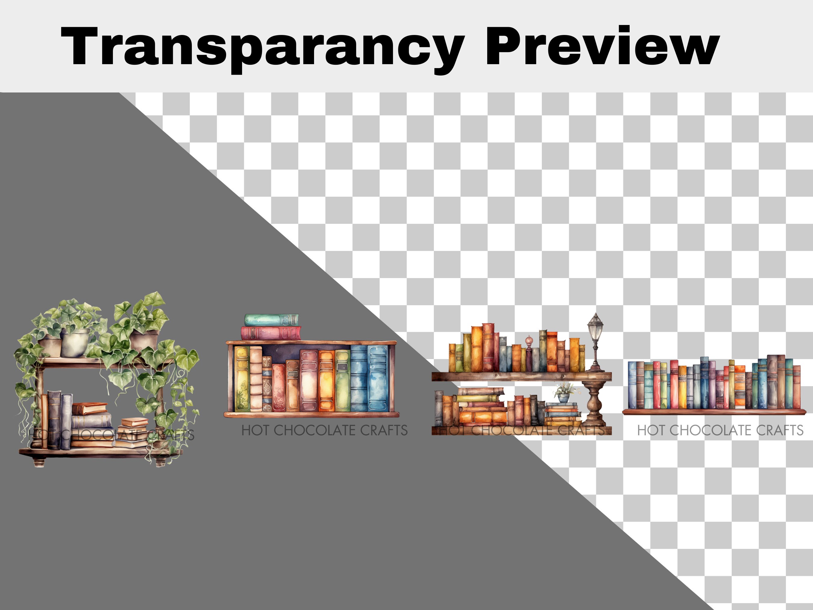 38 Book Borders Bookshelf Watercolor Clipart Sublimation Bundle PNG ...